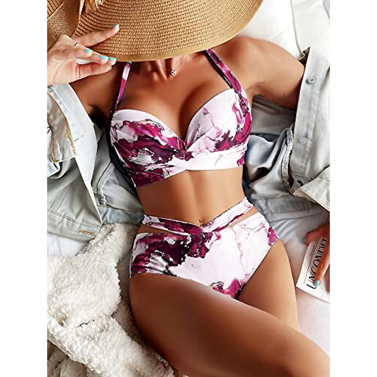 Underwire Swimsuits Two Pieces Crop Wrap Water Push Front Tops shorts Swimwear Swimsuit Let's Make a Deal Under One Dollar Open Box Deals Clearance Necklaces Under 1 Dollar 10.00 and Under Items