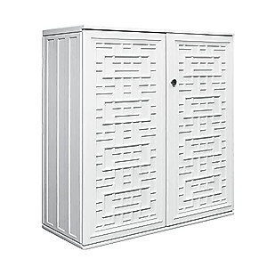 ADDOK 60-Gallon Storage Cabinet Light Weight Resin Indoor/Outdoor Storage Unit for Patio, Garden, Veranda with 1 Laminate Shelves (Ivory White)