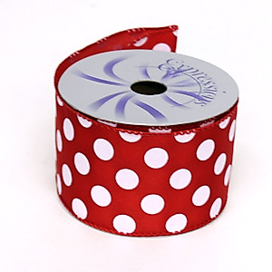 Polka Dot Wired Edge Ribbon (2.5", Red White) - 10 Yards : RG158924