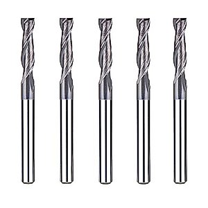 SpeTool 5Pcs 2-Flute Square Nose Carbide End Mill 1/8 Inch Router Bit with 1/8 inch Shank CNC Machine Tools, TiAlN Coated