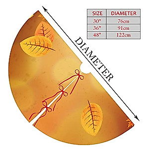 Christmas Tree Skirt, Fall Sunflowers Pumpkins Butterfly Maple Leaf Thanksgiving Xmas Large Tree Mat, New Year Festive Holiday Party Decorations 30" inches