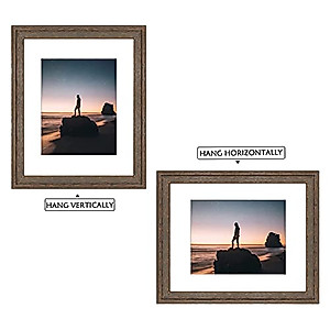 Golden State Art, 16x20 Picture Frame - Displays 11x14 Photo with Mat or 16x20 Without Mat, Wide Moulding Solid Wood Frame for Wall Display, Distressed Brown