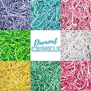 MagicWater Supply Crinkle Cut Paper Shred Filler (4 oz) for Gift Wrapping & Basket Filling - Diamond Pastel Blue