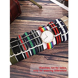 meekoo 10 Pieces Nylon Watch Strap Military Replacement Watch Band with Stainless Steel Buckle for Men and Women's Watch Band Replacing, 18 mm (Classic Colors)