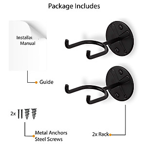 Wallniture Sporta Baseball Holder, Baseball Bat Wall Mount Display Stand for Man Cave Decor, Sports Memorabilia Ball Storage Rack Set of 2 Black