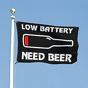 Cute Low Battery Need Beer Flags Decorative Funny Banners for Outside House Dorm Room Parties
