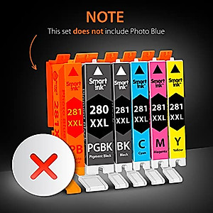 Smart Ink Compatible Ink Cartridge Replacement for Canon 280 281 PGI-280XXL CLI-281XXL (10 Combo Pack) to use with Pixma TR8520 TS9120 TS6120 TR8620 TR8620a TS6320 TR7520 TS6220 (PGBK & BK/C/M/Y)