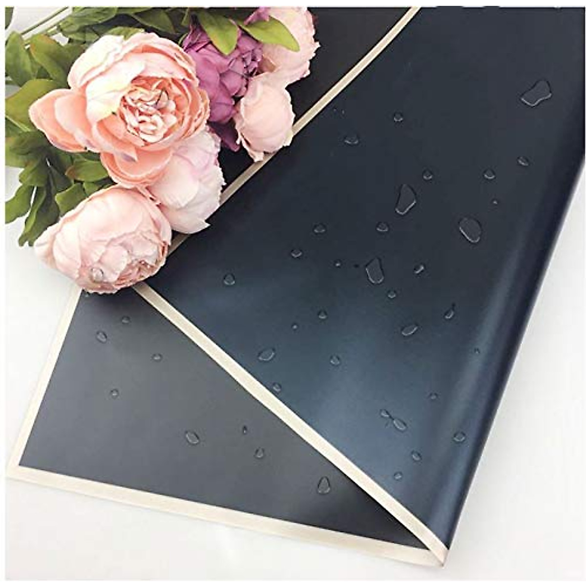 20 Sheets Pure color gold edge Flower Wrapping Paper,Florist Bouquet Supplies,DIY Crafts,Gift Packaging or Gift Box Packaging, Wraps Waterproof Floral Wrapping Paper 22.8x22.8Inch (Dark night black)