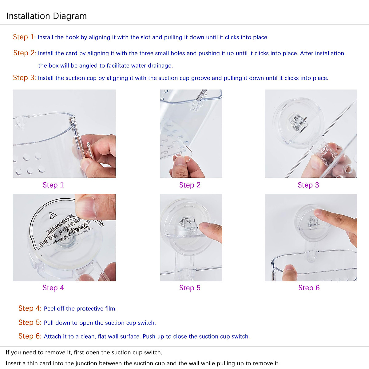 Generic Drill-Free Removable Heavy-Duty Waterproof Shower Organizer for Inside Shower, Bathroom, Kitchen, Transparent, RY-04
