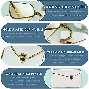 Roaqua Coffee Mug,Tea Cup Set,Coffee Cups Ceramic Travel Mug,Handbag Shaped Mug With Saucer And Spoon,Halloween Mugs With Gift Box For Women(Black)