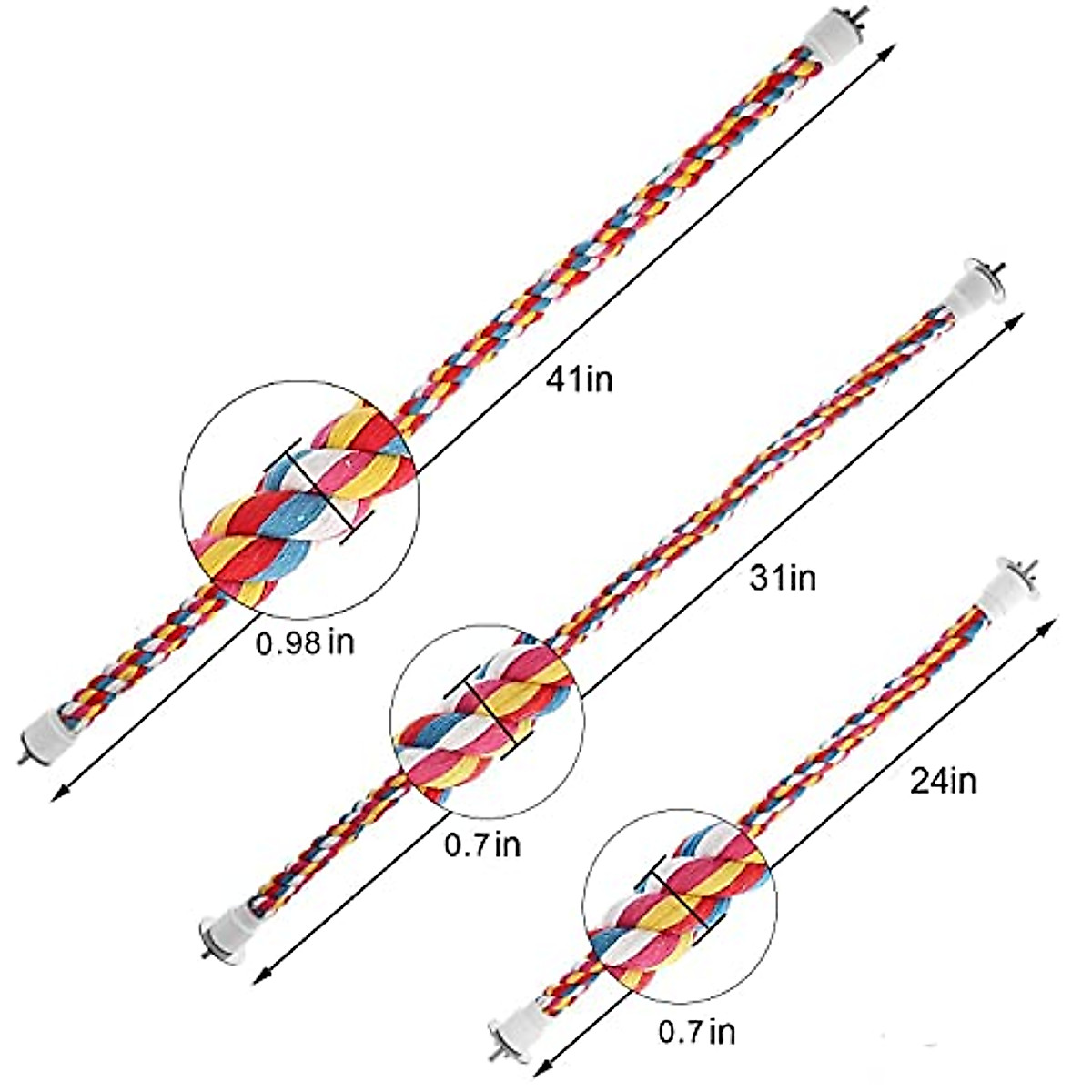Bird Perches Rope Parrots Toys Fit Bigger Macaws Adjustable Stand Rope Ladder Rest (24in)