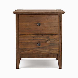 Grain Wood Furniture Greenport 2-Drawer Bedroom Nightstand, Solid Wood with Brushed Walnut Finish