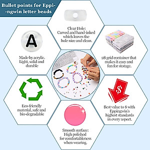 Eppingwin 1400 pcs Letter Beads, 4x7 mm Acrylic Beads,Glow in The Drak Beads for Jewelry Making,Letter Beads for Bracelet Making, Alphabet Beads, in 28 Grid Box (Round, Glow in The Drak)