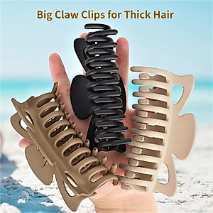 79Style Hair Clips for Women, 4.7 Inch Big Claw Clips for Thick Long Hair, Non-slip Durable Large Hair Clips, Extra Large Giant Hair Clamps, Strong Hold, 4 Pack (Brown)