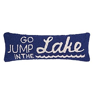 Peking Handicraft Jump in The Lake Hook Pillow, 8 by 24-Inch, Blue