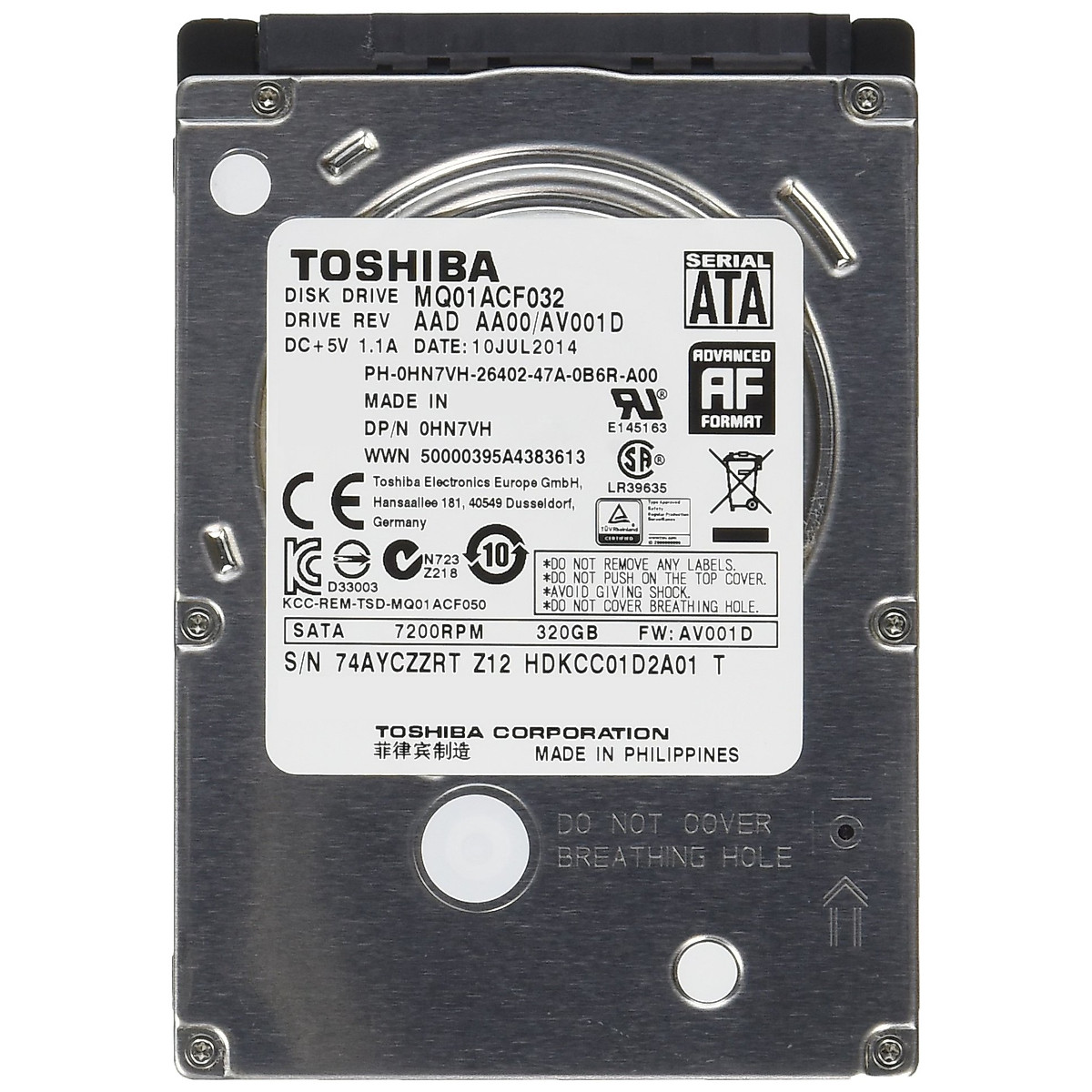 Toshiba MQ01ACF032 320 GB 2.5" Internal Hard Drive