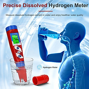 Hydrogen Water Tester, YINMIK 2024 Hydrogen Tester, Digital Hydrogen Water ppb/ppm Meter, Dissolved Hydrogen Test Pen, Accurate ORP Tester, 4 in 1 pH H2 ORP Temp Test kit for Hydrogen Water Bottle