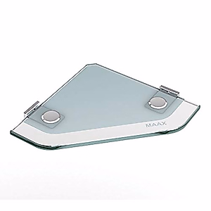 Maax 10060311 Utile Wall-Mount Frosted Corner Glass Shelf in Chrome, Grey