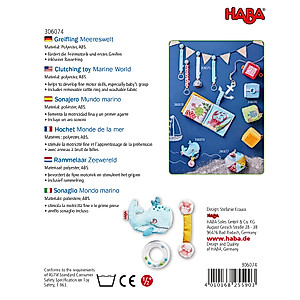 HABA Marine World Fabric Baby Toy Rattle with Removable Plastic Teething Ring