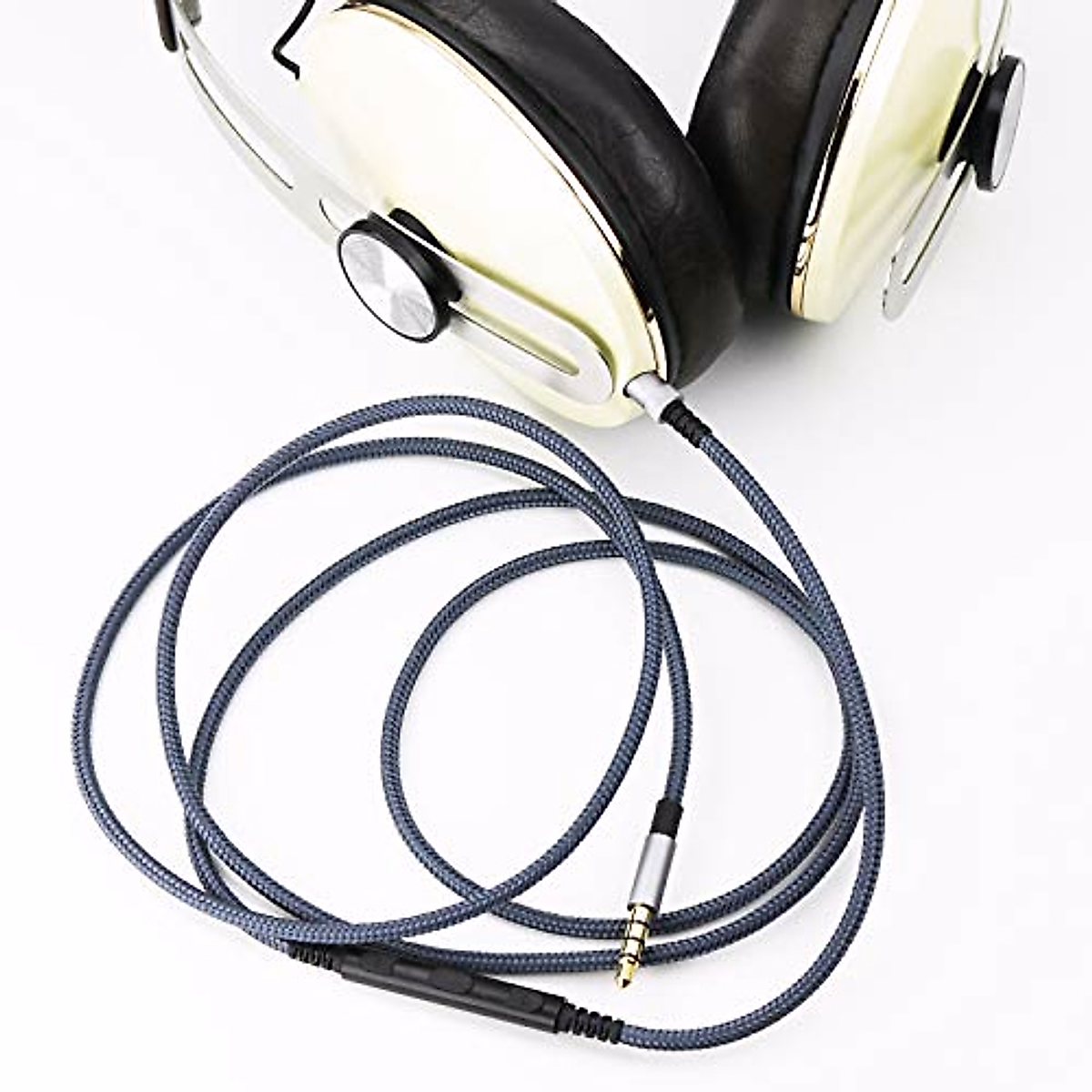 NewFantasia Headphone Cord Audio Cable with Lock Connector for Sennheiser Momentum, Momentum 2.0, Momentum 3, HD1 Headphone, Remote Volume Control Mic for Samsung Galaxy Huawei Android Phone