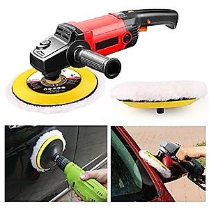 LotFancy 6 Inch Wool Polishing Pads and Backing Pad Kit, Pack of 4 - Car Auto Hook and Loop Buffing Pads, for Rotary and Random Orbit Sander/Polisher