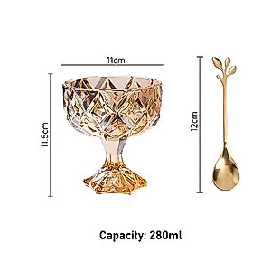 KALWEL,Dessert Cups,Trifle Bowl Glass,Dessert Bowls,Clear Glass Bowls,Clear Dessert Cups,Footed Bowl,Dessert Cups With Spoons,280ml,Suitable For Sherbet Sandwiches, Fruits, Salads, Snacks, Cocktails