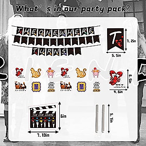 45Pcs Friends Themed Party Decorations Party Supplies Include Banners, Hanging Swirls, Whiteboard Pens, Cake Toppers, Birthday Party Decorations for Friends Fans