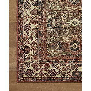 Loloi Magnolia Home by Joanna Gaines Banks Collection BAN-04 Brick/Ivory 8'-6" x 11'-6", .13" Pile Height, Machine Washable, Area Rug