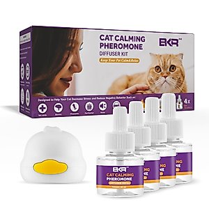 BKRMART Cat Pheromones Calming Diffuser 5 in 1 Therapet Md Cat Diffuser for All Cats, 1 Pheromone Cat Calming Diffuser & 4 Refills
