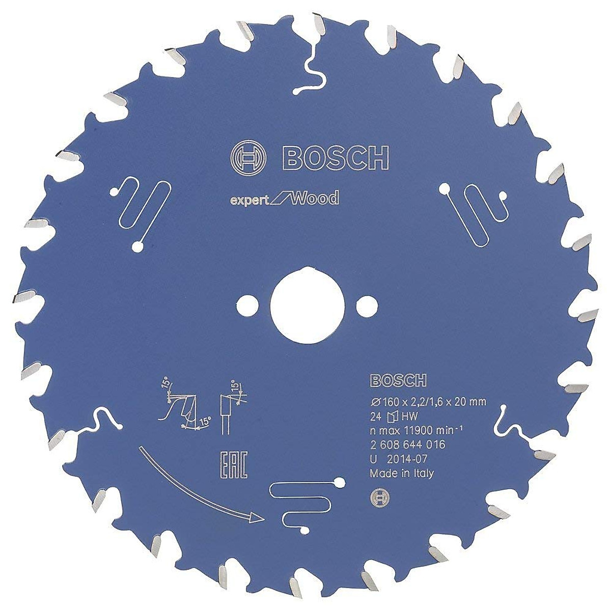 Bosch 2608644016 EXWOH 6.3" x 20mm 24T Circular saw blade Top Precision