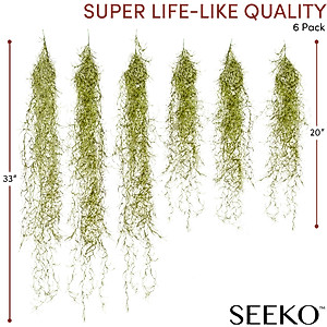 SEEKO Succulents Variety Pack of Spanish Moss (6pck, 33" & 20''Long) - Fake Moss for Crafts