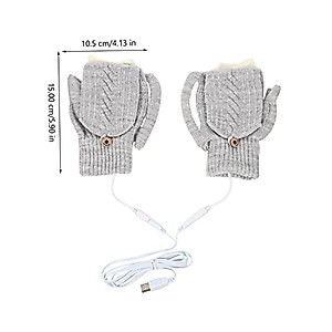 CLISPEED 1 Set Heated Gloves Ski Gloves Outdoor Gloves Knit Gloves USB Computer Gloves Electric Winter Gloves Unisex Heating Gloves Winter Warm Gloves Outdoor Sports Gloves Hand Covers Man