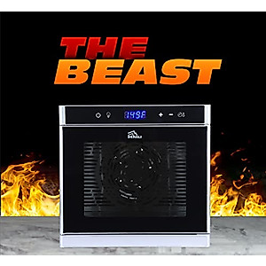 The BEAST by Denali | 8 Layer Stainless Steel Food Dehydrator | 100 Recipes & Full Instructions | Jerky, Fruit Leather, Veggies | Silver, LED Touch, Timer & Low-Noise Fan | Denali is a USA Company (The BEAST 8-Layer Dehydrator)