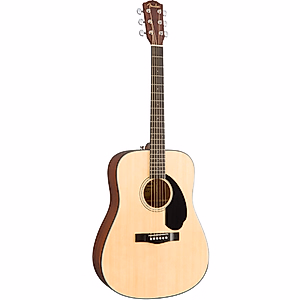 Fender CD-60S Solid Top Dreadnought Acoustic Guitar - Natural Bundle with Hard Case, Tuner, Strap, Strings, Picks, Polishing Cloth, and Austin Bazaar Instructional DVD