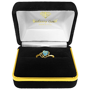 Galaxy Gold GG 14k Solid Gold Ring with Natural Diamonds and Blue Topaz - Size 7