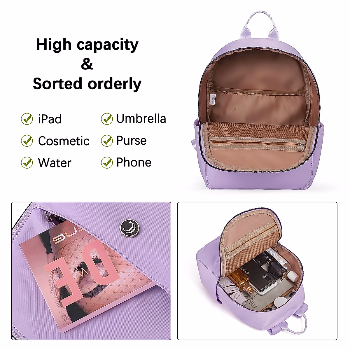 CLUCI Small Backpack for Women Mini Fashion Canvas Designer Backpack Purse Travel Lady Casual Daypack