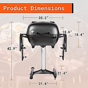 PK Grills Charcoal BBQ Grill and Smoker Combination PK360 Cast Aluminium Portable Outdoor Barbecue Grill Smoker for Camping, Tailgating, Park Grilling, PK360-BTBX-D, Graphite