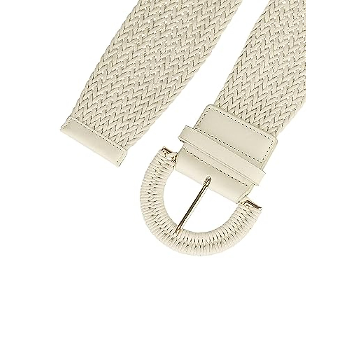 Allegra K Womens Wide Woven Waist Belts Braided Belts for Dress Chunky Buckle 60-90cm/23.62-35.43" White