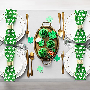 Whaline 12Pcs St. Patrick's Day Cotton Fabric Bundles Green Shamrock Plaid Fat Quarters Lucky Clover Quilting Patchwork for Irish Holiday DIY Sewing Craft Decor, 18 x 22 Inch