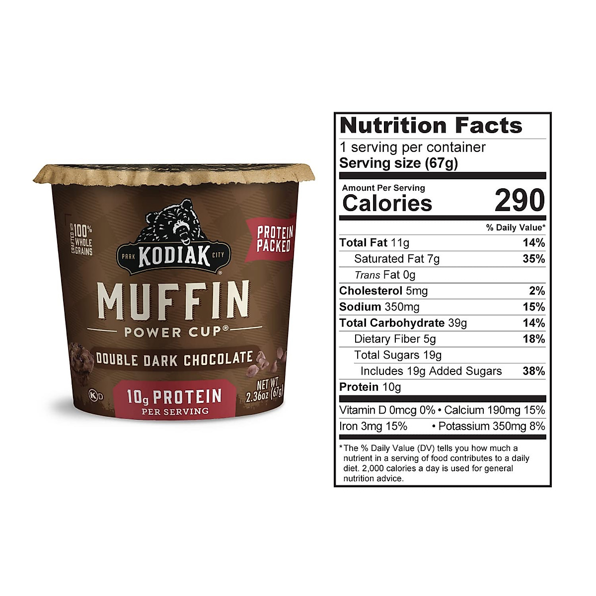 Kodiak Cakes Minute Muffins, Double Dark Chocolate, 2.36 Ounce (Pack of 12) (Packaging May Vary)