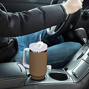 MCHIVER Khaki 30 oz Tumbler with Handle and Straw Stainless Steel Vacuum Water Bottle Leak-proof Travel Coffee Mug Insulated Cup for Car Home Office