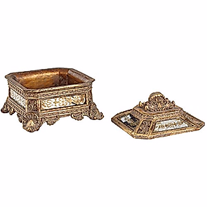 Kensington Hill Florentine 5 3/4" Wide Antique Gold Mirrored Jewelry Box