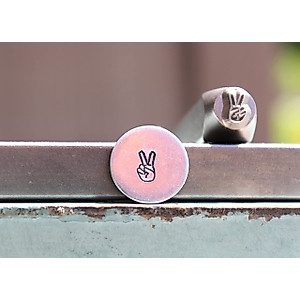 The Supply Guy 5mm Two Finger Peace Sign Metal Punch Design Stamp - Supply Guy - CH-531, Gray, (SGCH-531)