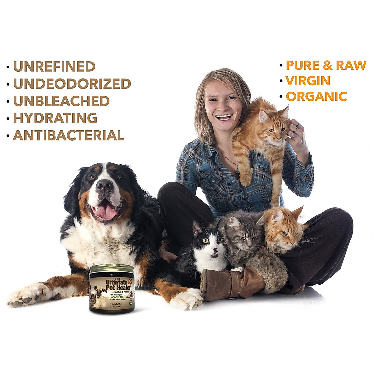 100% Organic Coconut Oil for Dogs & Cats - Virgin Coconut Oil for Dogs Skin and Coat - Dog Lotion for Dry Itchy Skin - Dog Moisturizer for Dry Skin - 16 fl oz - Soothes Itchy Skin Allergies