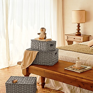 GRANNY SAYS Bundle of 3-Pack Wicker Baskets & 1-Pack Wicker Shelf Basket for Organizing