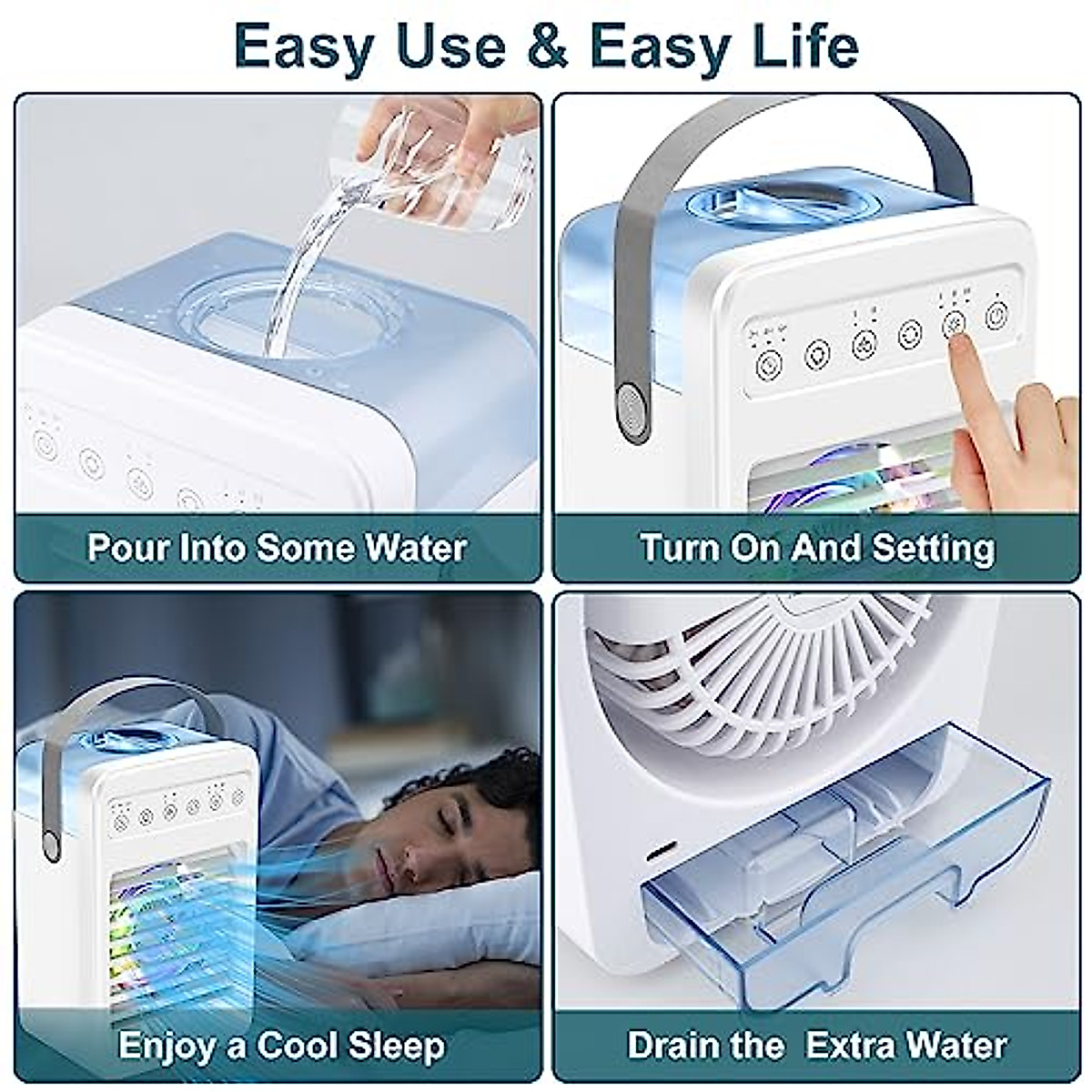 2023 Newest Upgraded Mini Air Conditioner,Air Conditioners Portable for Room,Oscillating Portable Small Ac with Timer,4 Speeds 2 Cool Mist,Small Air Conditioner for Room Kitchen Office Bedroom…