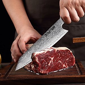 XT XITUO Kiritsuke Chef Knife,8 inch kitchen Knives Japanese VG10 Steel Damascus Kitchen Meat Sushi Cutting Cleaver Knife w/octagon Wood handle Gift Box (8-Inch Kiritsuke Knife)…