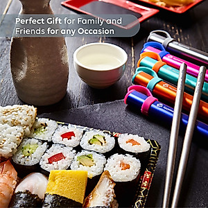 finessCity Chopsticks, 1 Pair of Chopstick, Titanium Chopsticks with Aluminium Case (Pink)