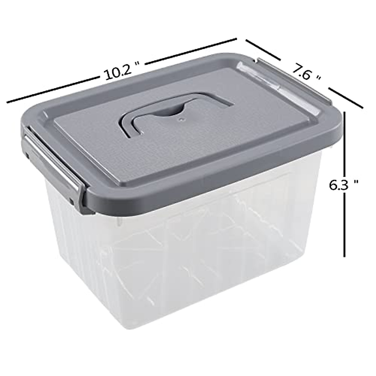 Yarebest 6-pack 6L Clear Plastic Box with Lids, Small Storage Bins