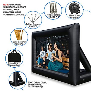 GZKYYLEGS 20 Feet Inflatable Outdoor and Indoor Theater Projector Screen - Includes Air Blower, Tie-Downs and Storage Bag - Portable, Supports Front and Rear Projection